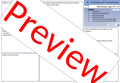 New Aqa 2016 Biology B6 Preventing And Treating Disease Revision