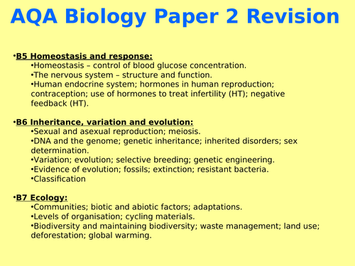 Aqa Biology Paper 2 Gcse Combinedtrilogy Revision Power Point