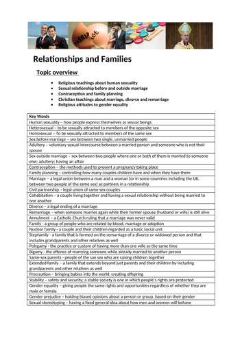 Gcse Religious Studies A Key Terms Unit Cover Sheet Relationships And