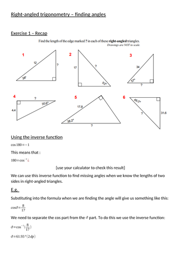 Trigonometry Missing Angles Teaching Resources