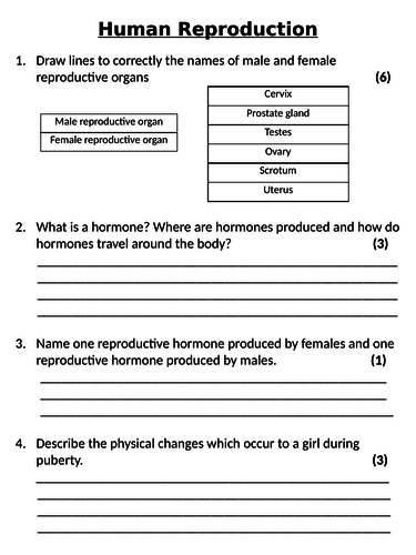 New Aqa Gcse Trilogy 2016 Biology Human Reproduction Homework