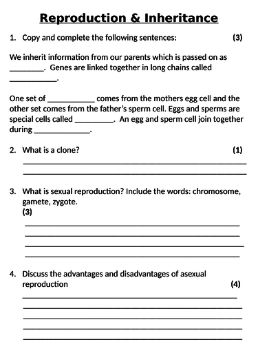 New Aqa Gcse Trilogy 2016 Biology Reproduction And Inheritance