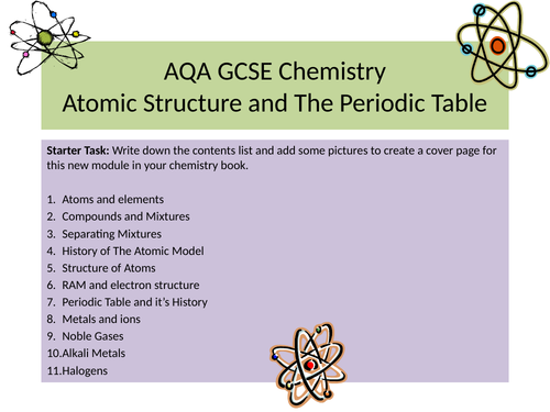 Aqa Chemistry C1 Atomic Structure Atoms And Elements Teaching