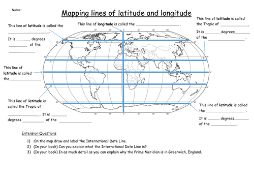 Ks3 Latitude And Longitude Worksheet Teaching Resources