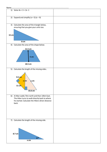 Worksheet On Trigonometry And Pythagoras Teaching Resources