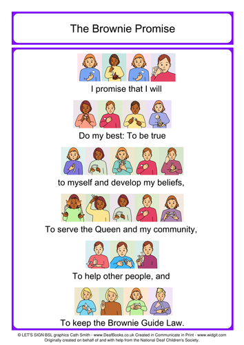 Brownie Guide Promise With Bsl Signs British Sign Language In Colour