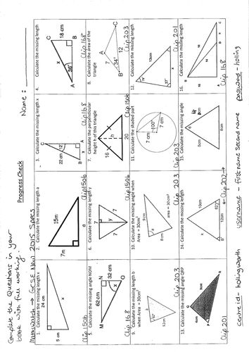 Practice Pythagoras Trig Questions With Answers Teaching Resources