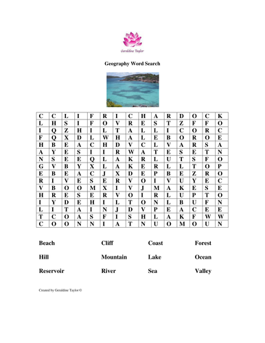 Geography Word Search Teaching Resources