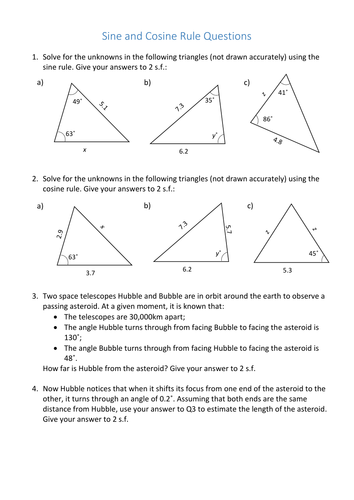 Sine Law And Cosine Law Worksheet