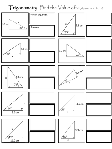 Trigonometry Soh Cah Toa Consolidation Tasks Teaching Resources