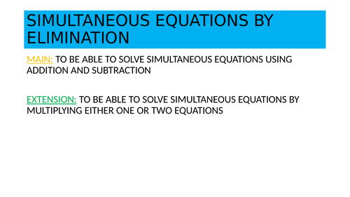 Simultaneous Equations Teaching Resources