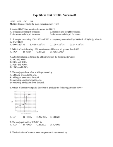 Chemical Equilibria Solubility Equilibria Keq Ka Ksp Test Package