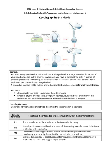 Btec Applied Science Unit 2 Assignment 1 Teaching Resources