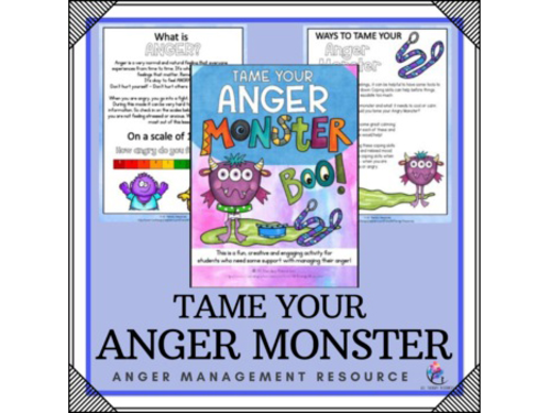 Anger Monster Lesson Activity Workbook Craft Anger Management