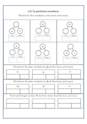 Partitioning Tens And Ones 2 Digit Number Place Value Teaching