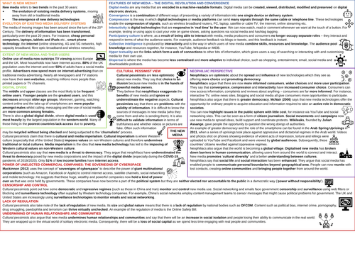 Aqa A Level Sociology New Media Revision Poster Teaching Resources