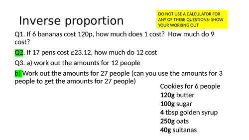 Inverse Proportion Teaching Resources