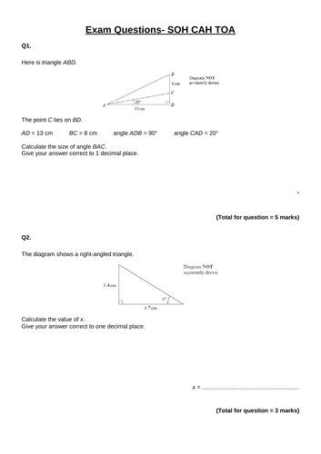 Basic Trigonometry Teaching Resources