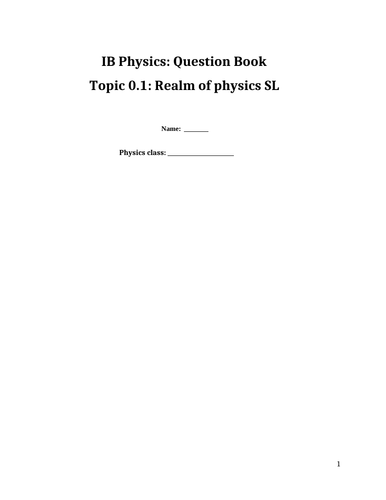 Ib Dp Physics Question Book Measurement And Uncertainty First Exams