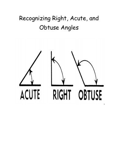 Right Acute And Obtuse Angles Teaching Resources