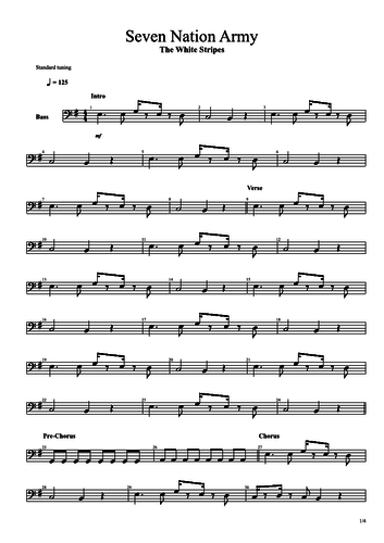 Seven Nation Army Sheet Music