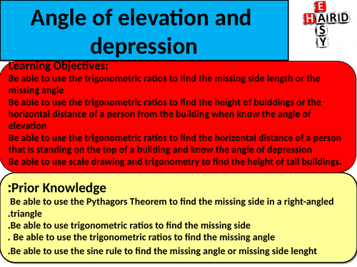 Angle Of Elevation And Depression Teaching Resources