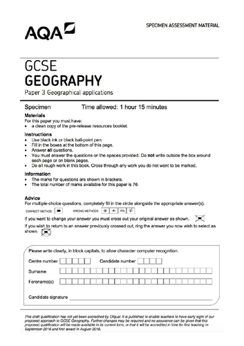 Geography Paper 3 Practice Questions