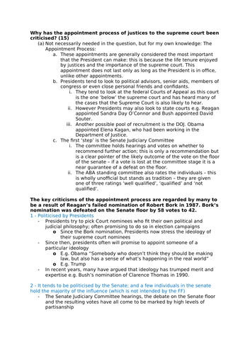 Edexcel Government And Politics Us Supreme Court Short Answer Essay