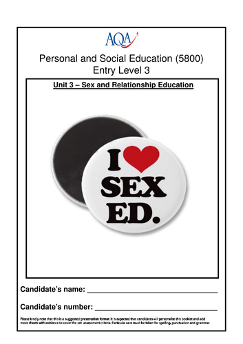 Pshe Aqa 5800 Sex Education Unit Booklets Teaching Resources