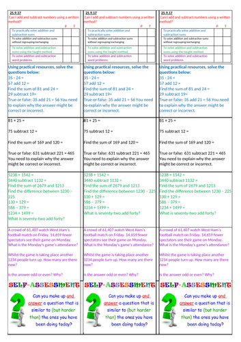 Year 4 Addition And Subtraction Differentiated Questions Teaching