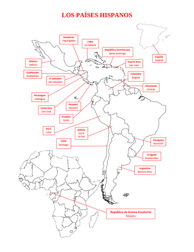 Los Paises Hispanohablantes Map Uno