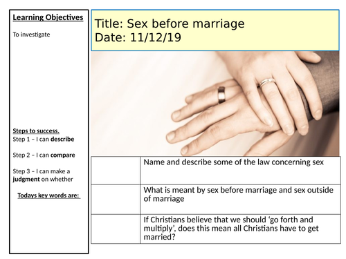 Sex Before Marriage Aqa Themes Teaching Resources