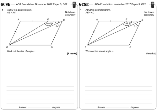 Angles Around Parallel Lines Gcse Questions Foundation Aqa