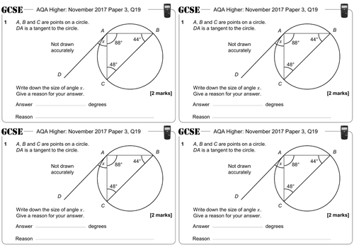 Circle Theorems Gcse Questions Higher Aqa Teaching Resources