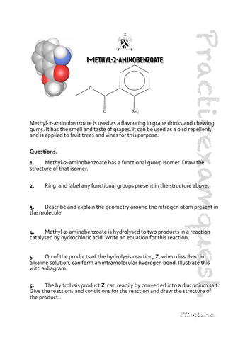 Methyl 2 Aminobenzoate Practicexamquest Teaching Resources