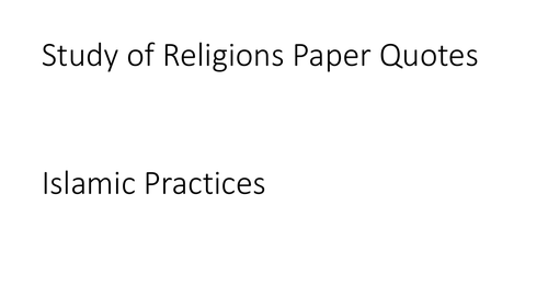 Aqa Gcse Religious Studies A 9 1 Islamic Practices Quotation Ppt