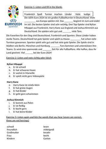 Euros 2024 German Lesson Teaching Resources