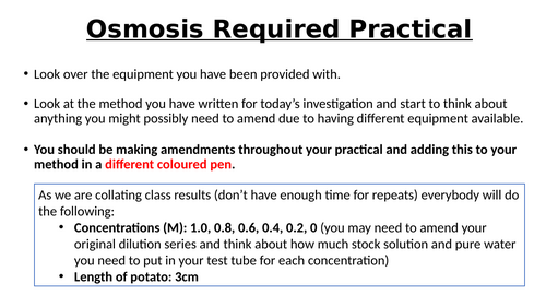 A Level Aqa Biology Osmosis Required Practical Teaching Resources