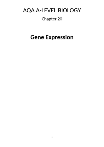 A Level Aqa Biology Control Of Gene Expression Workbook Teaching