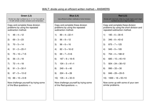 Division And Multi Step Word Problems Teaching Resources