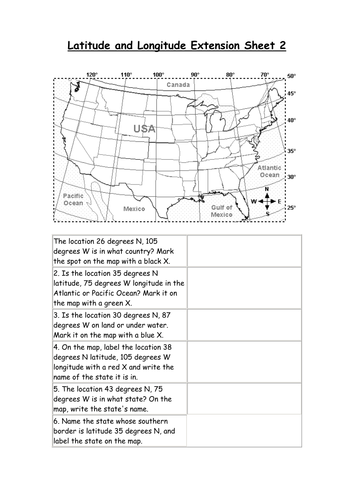 Latitude And Longitude Globe Practice Worksheets Elementary Latitude