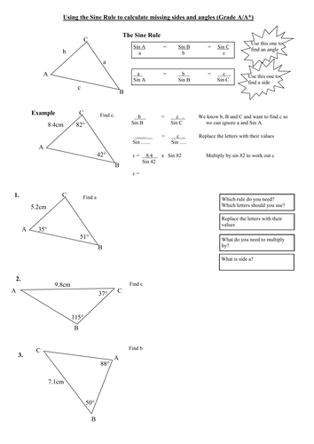 Ks4 Gcse Maths Using Sine Rule Teaching Resources