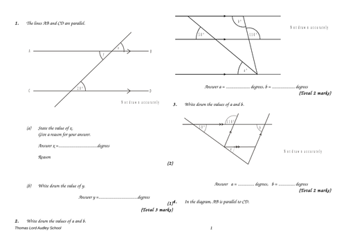 Angles In Parallel Lines Gcse Questions Teaching Resources