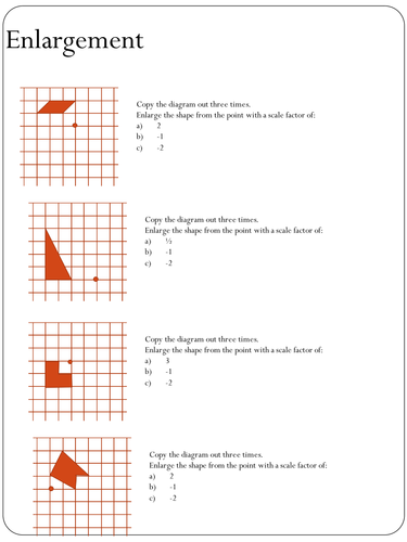 Enlargement Worksheet Negative Scale Factors By Holyheadschool