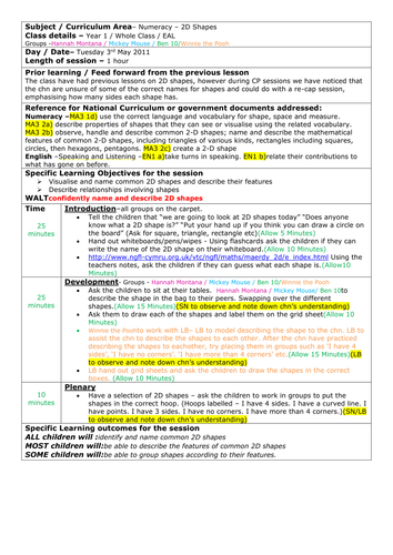 A Lesson Plan For Teaching 2d Shapes By Fluffy30 Teaching Resources Tes