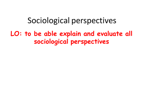 Sociological Perspectives Teaching Resources