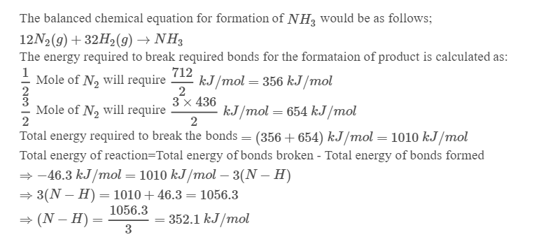 The Standard Enthalpy Of Formation Of Nh3 Is 460 Kj Mol 1 If The