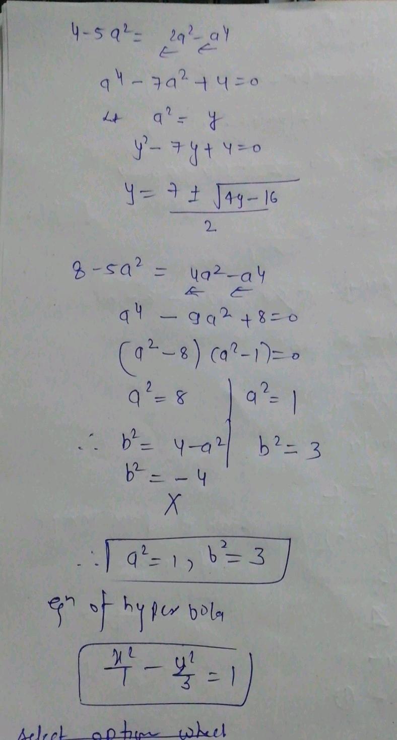 A Hyperbola Passes Through The Point P√2 √3 And Has Foci At ± 2