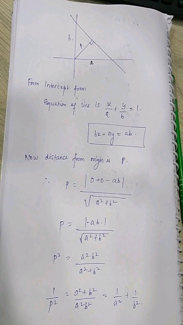 If P Is The Length Of Perpendicular From The Origin To The Line Whose