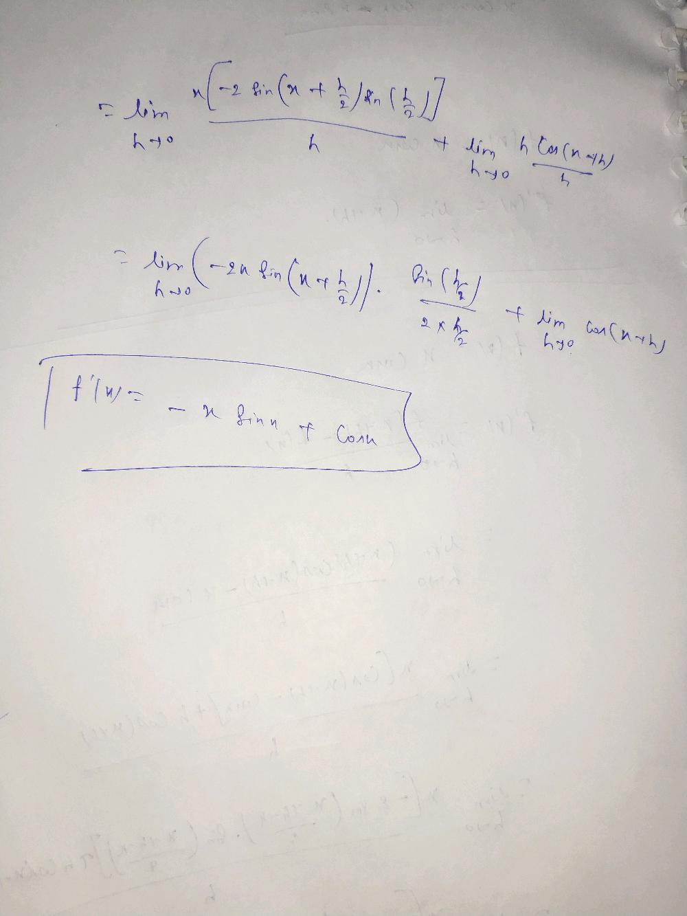 Find The Derivative Of Cosec2 X By Using First Principle Of